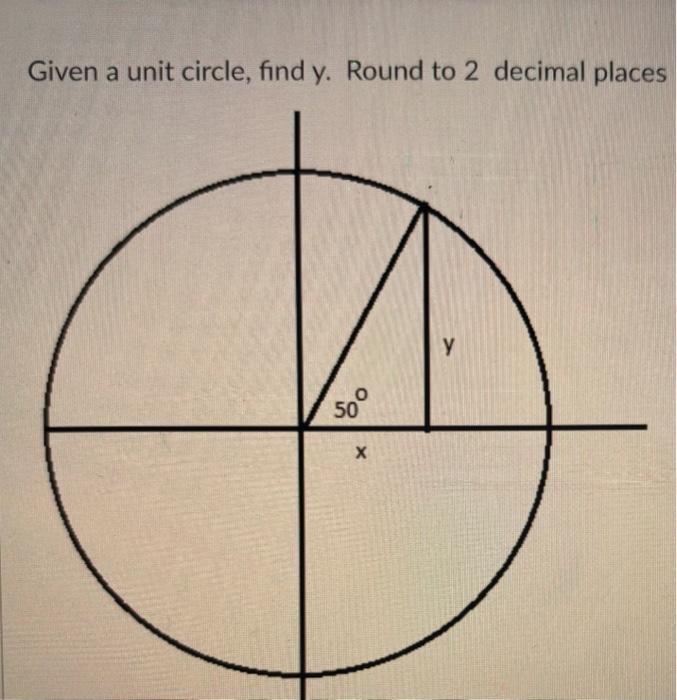 Solved Given a unit circle, find y. Round to 2 decimal | Chegg.com