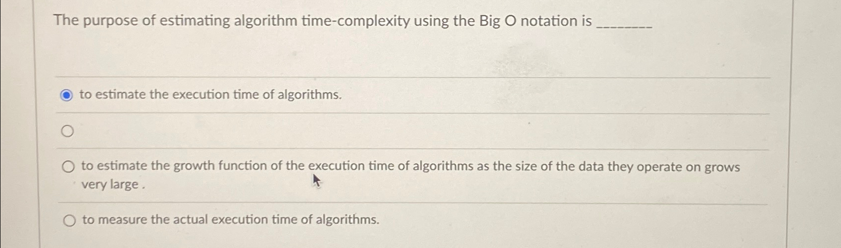 Solved The purpose of estimating algorithm time-complexity | Chegg.com