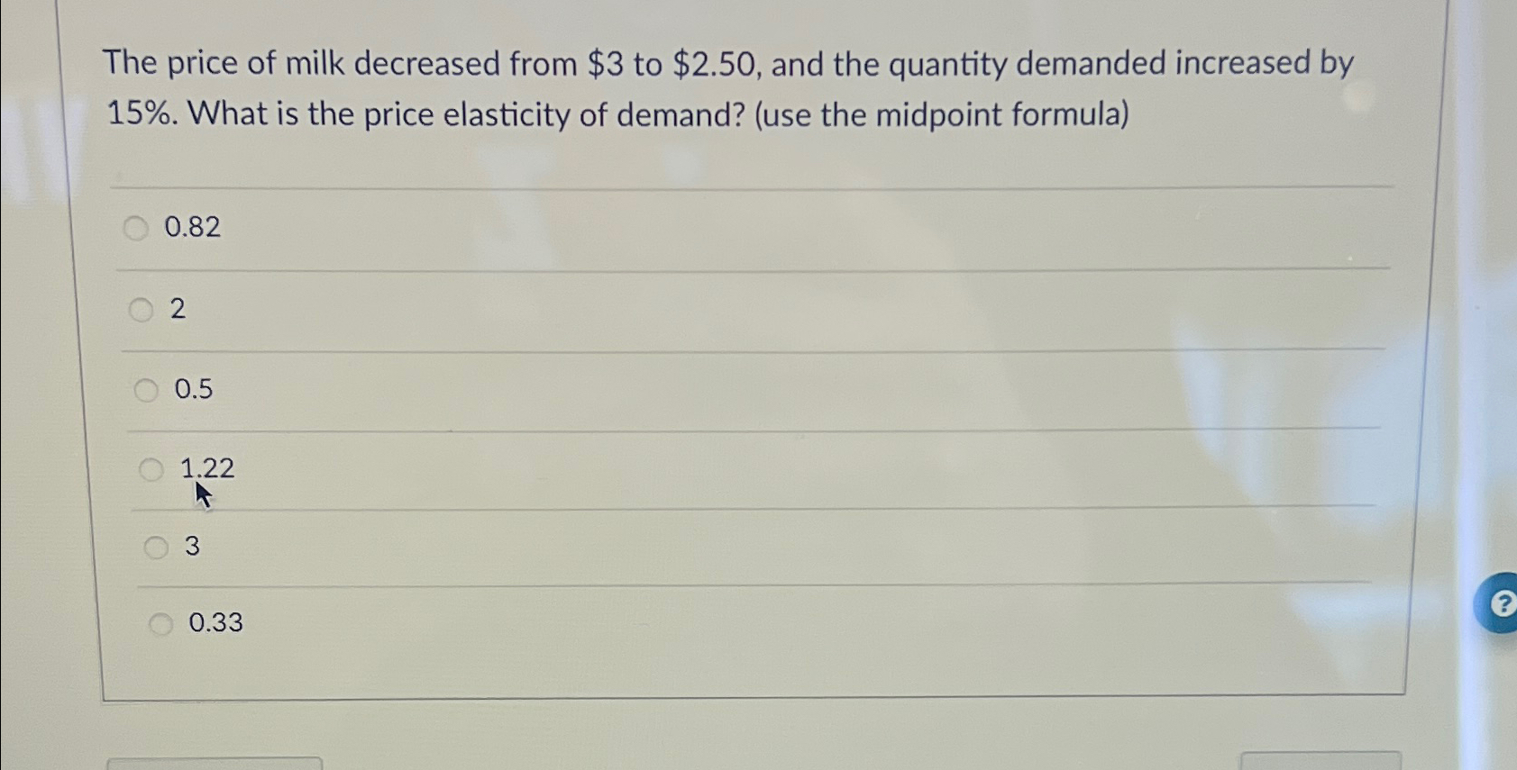 The price of milk decreased from $3 ﻿to $2.50, ﻿and | Chegg.com
