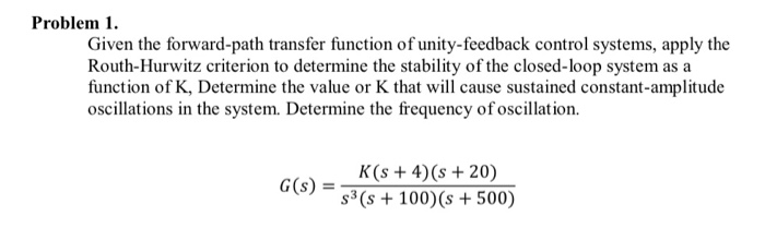 Solved Problem 1. Given the forward-path transfer function | Chegg.com