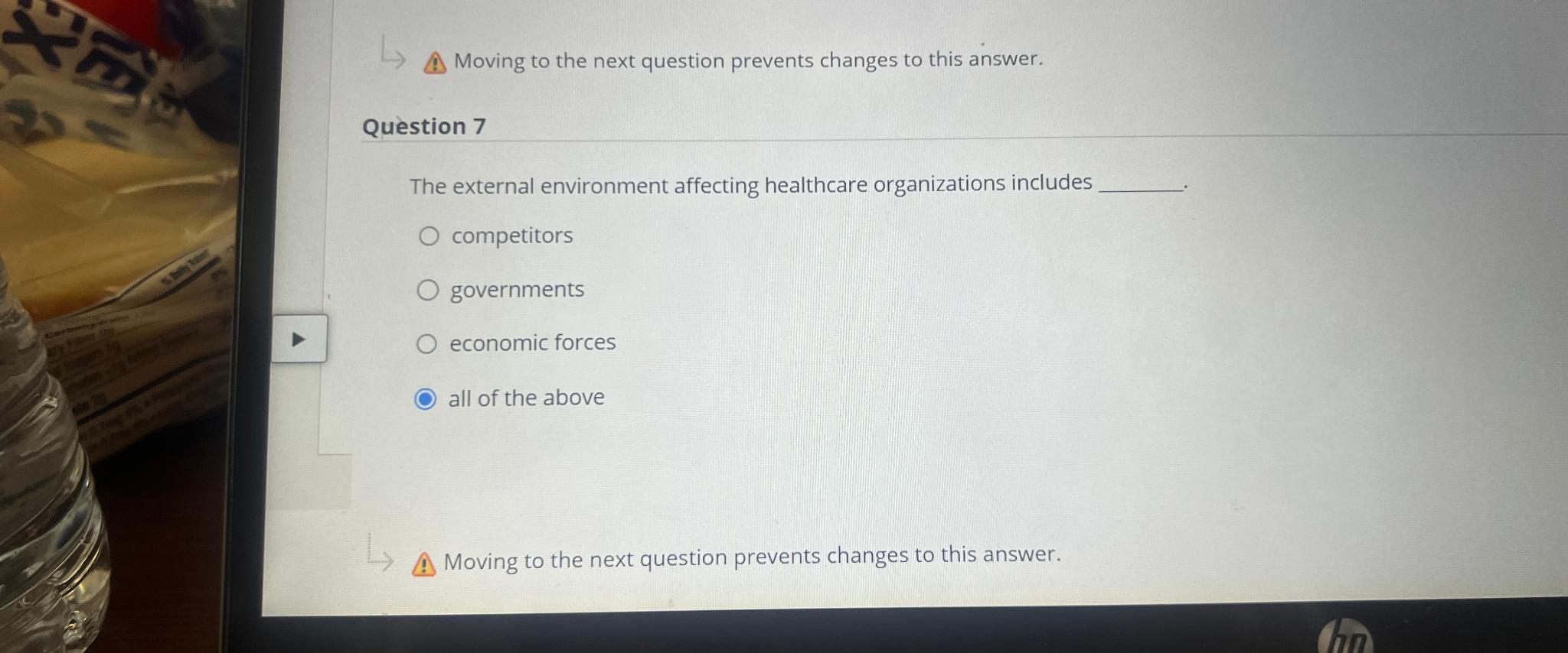 Solved Question 7The external environment affecting | Chegg.com