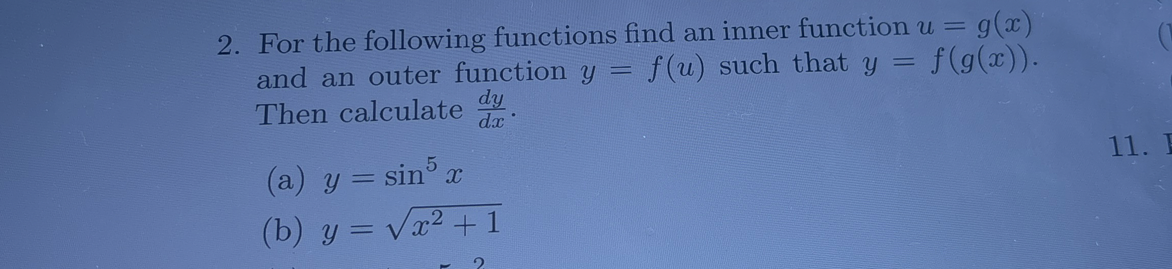 Solved For the following functions find an inner function | Chegg.com