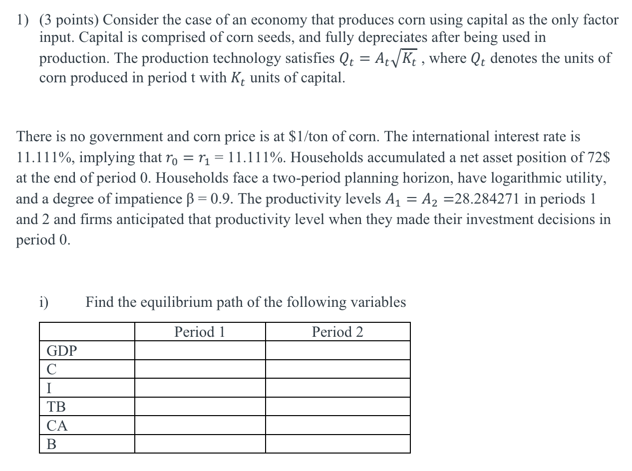 Solved (3 ﻿points) ﻿Consider the case of an economy that | Chegg.com