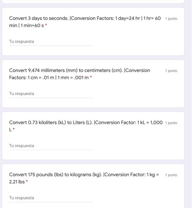 Solved Convert 3 days to seconds. Conversion Factors: 1 | Chegg.com