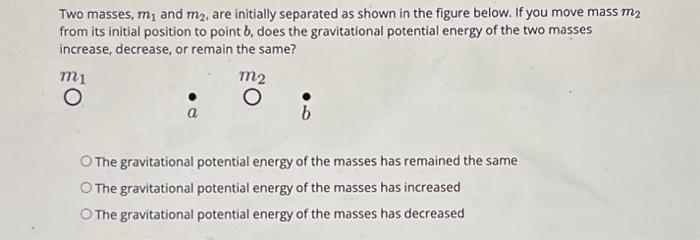 Solved Two masses, m1 and m2, are initially separated as | Chegg.com
