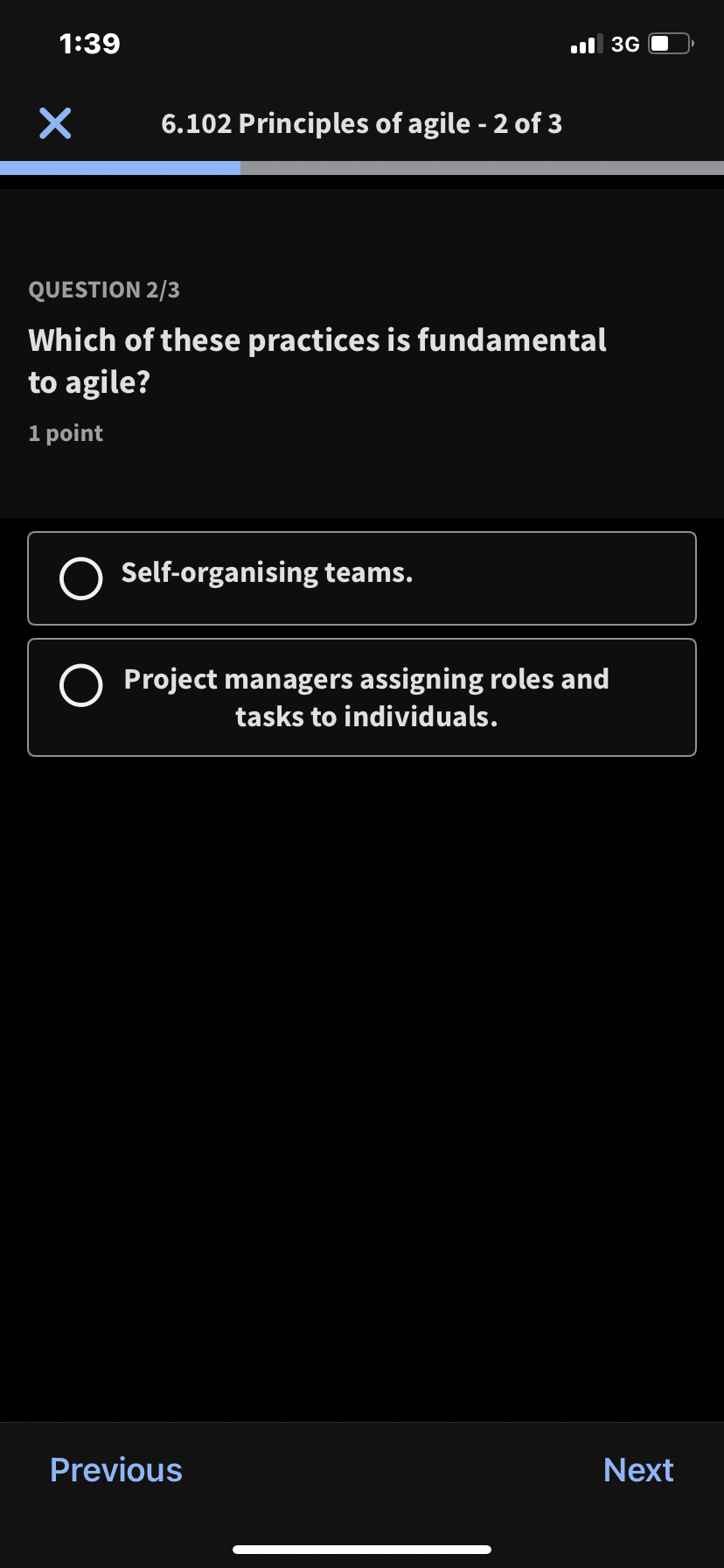 Solved 1:39all 3 ﻿G6.102 ﻿Principles of agile -2 ﻿of | Chegg.com