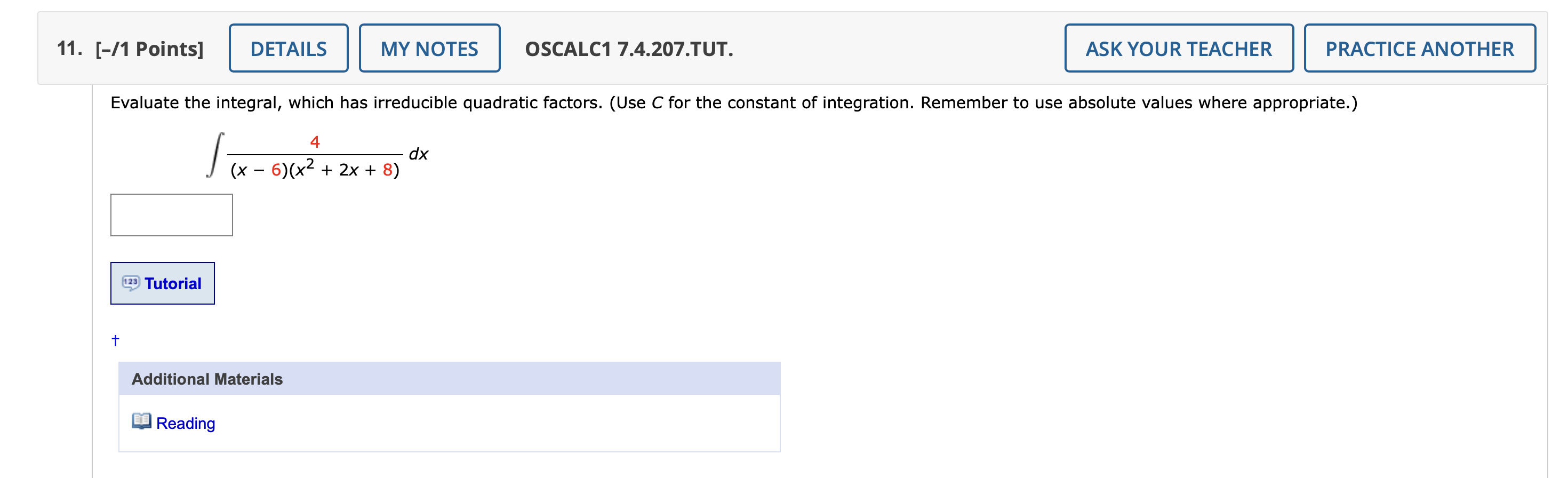 Solved Evaluate the integral, which has irreducible | Chegg.com