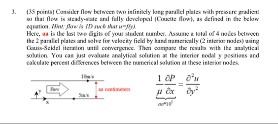 Solved ( 35 ﻿points) ﻿Consider flow between two infinitely | Chegg.com