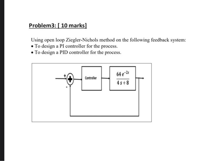 Solved Problem3: 10 marks Using open loop Ziegler-Nichols | Chegg.com