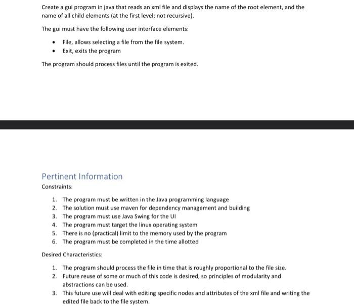 Solved Create a gui program in java that reads an xml file | Chegg.com