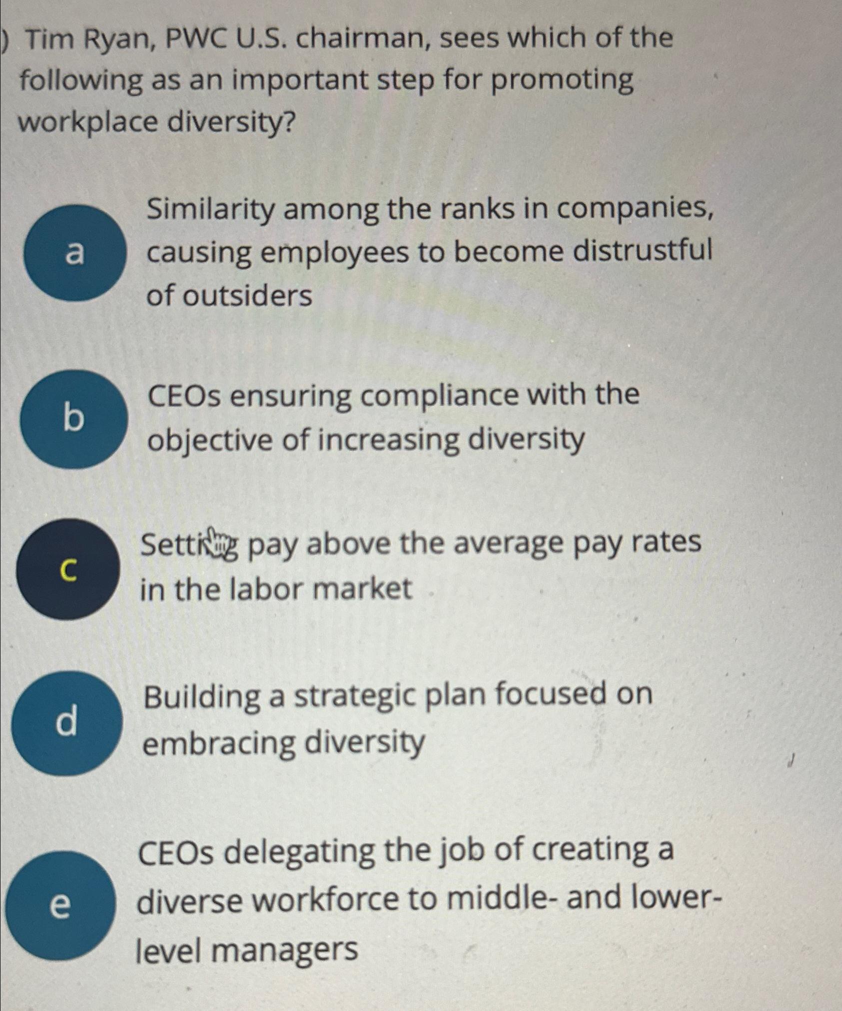 Solved Tim Ryan, PWC U.S. ﻿chairman, sees which of the | Chegg.com