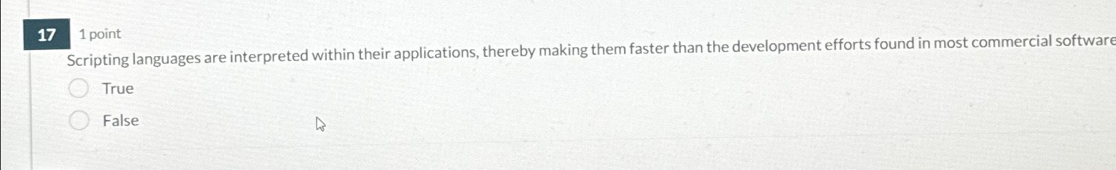 Solved 171 ﻿pointScripting languages are interpreted within | Chegg.com