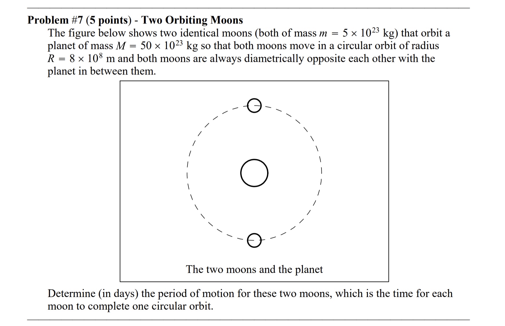 Solved Problem #7 (5 ﻿points) - ﻿Two Orbiting MoonsThe | Chegg.com