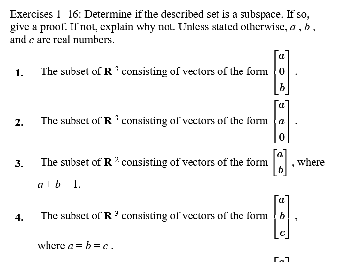 Solved Please solve Exercise 4: Determine if the described | Chegg.com