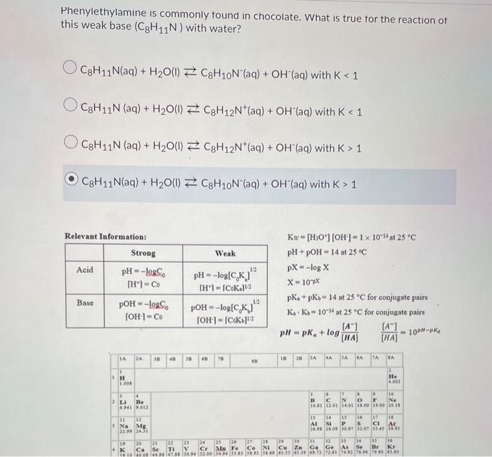 Solved Thenylethylamine is commonly tound in chocolate. What | Chegg.com