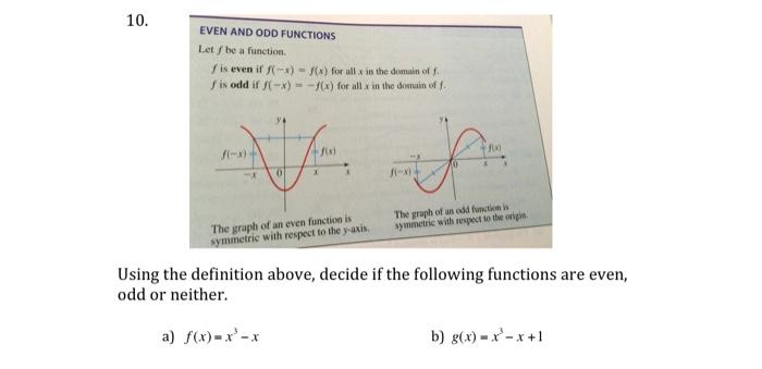 Solved EVEN AND ODD FUNCTIONS Let f be a function. f is even | Chegg.com