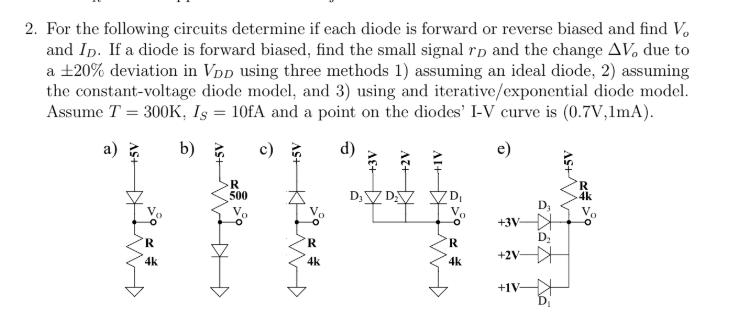 For the following circuits determine if ﻿each diode | Chegg.com