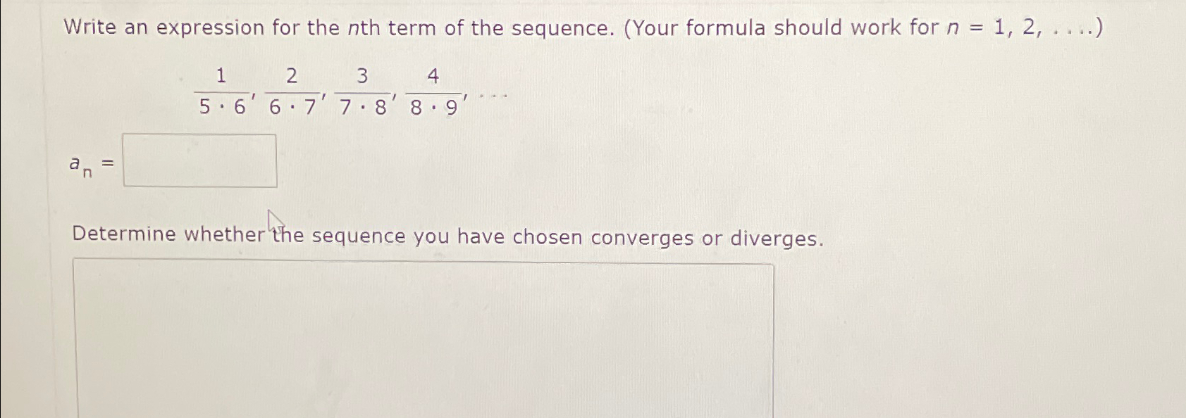 Solved Write an expression for the nth term of the sequence. | Chegg.com