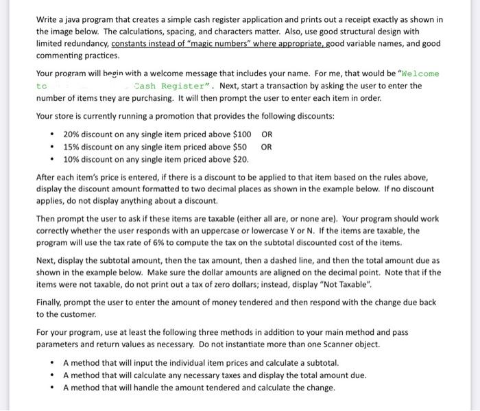 Solved Write a java program that creates a simple cash | Chegg.com
