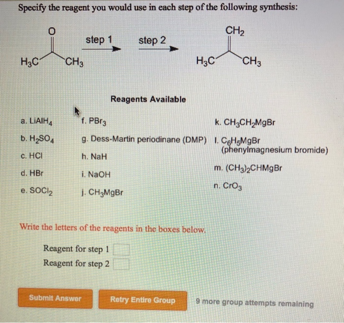 Solved Specify the reagent you would use in each step of the | Chegg.com