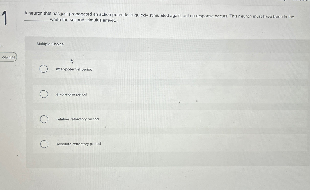 Solved 1A neuron that has just propagated an action | Chegg.com