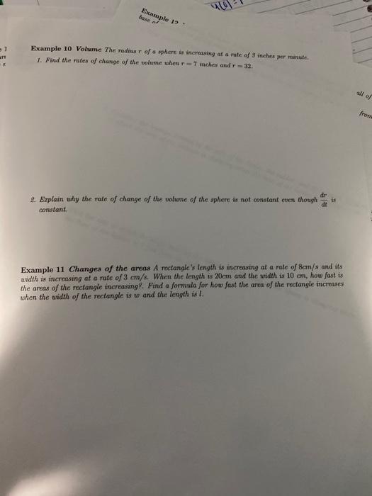 Solved Example 19 bara Example 10 Volume The radius of a | Chegg.com