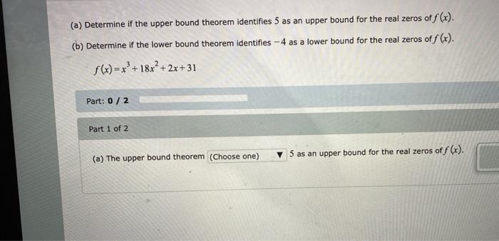 Solved (a) Determine if the upper bound theorem identifies 5 | Chegg.com