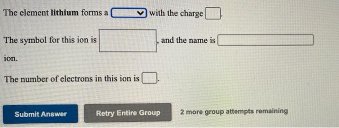 Solved The element lithium forms a with the charge and the | Chegg.com