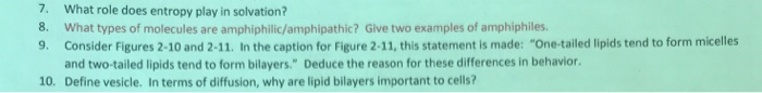 7. What role does entropy play in solvation? 8. What | Chegg.com