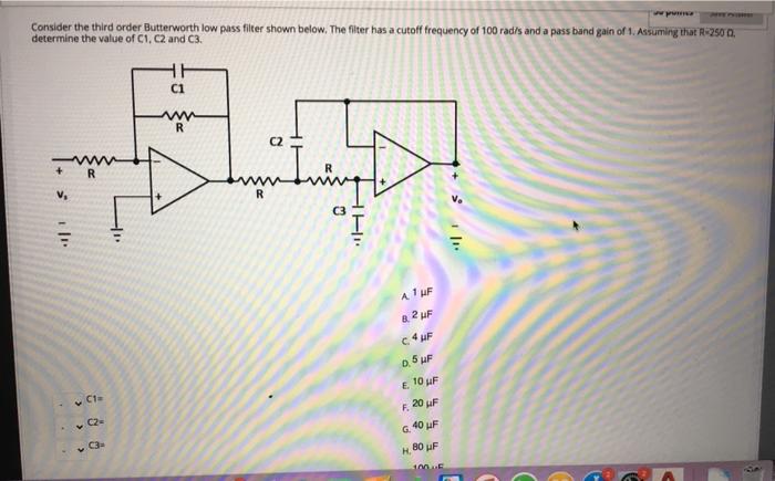 Solved Consider the third order Butterworth low pass filter | Chegg.com