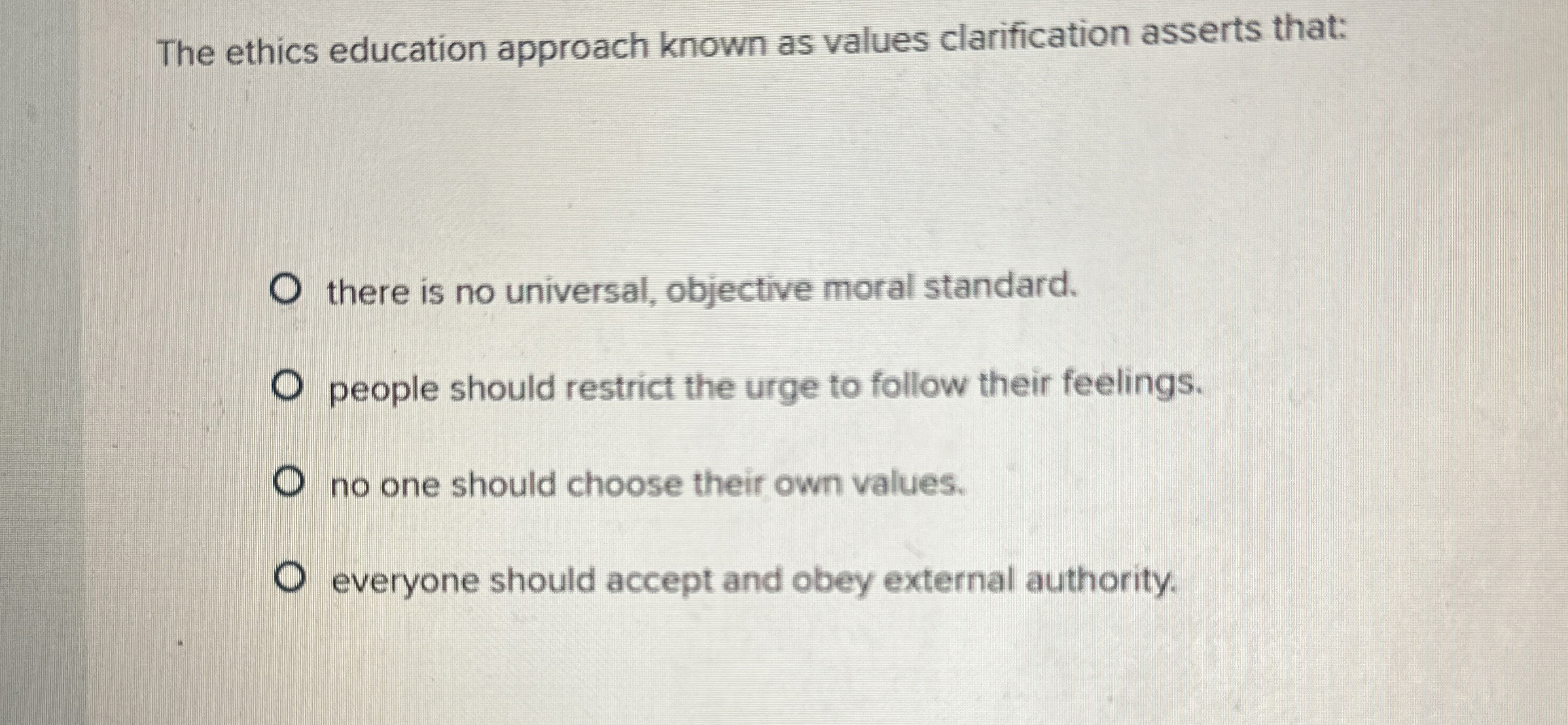 Solved The ethics education approach known as values | Chegg.com