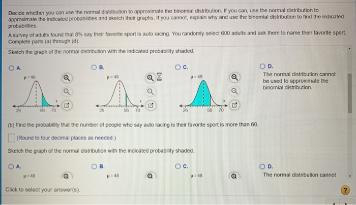 Solved Decide whether you can use the normal distribution to | Chegg.com