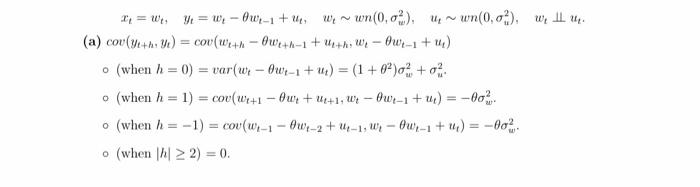 Solved There are two time series xt=wt,yt=wt−θwt−1+ut, wt | Chegg.com