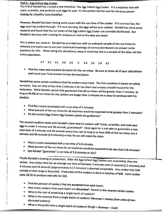 Part 4 - Lks-Cellent Fer Cooker You friend Randall | Chegg.com