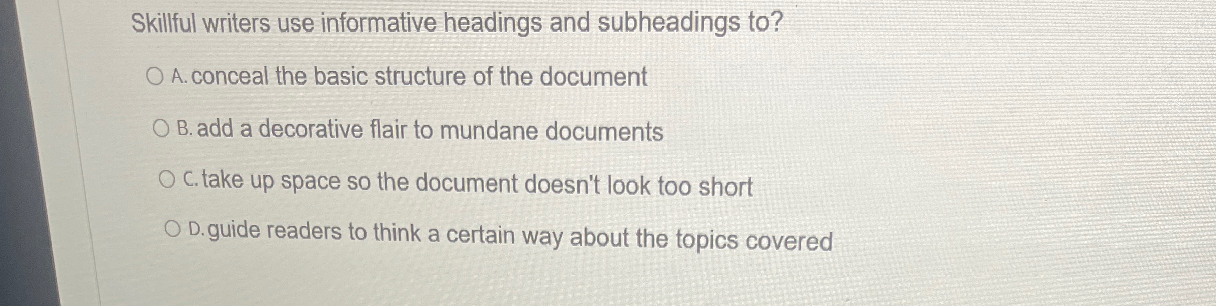 Solved Skillful writers use informative headings and | Chegg.com