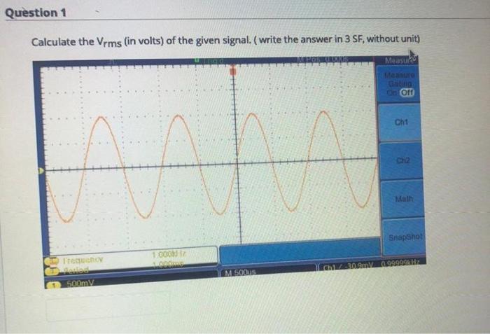 Solved Question 1 Calculate the Vrms (in volts) of the given | Chegg.com