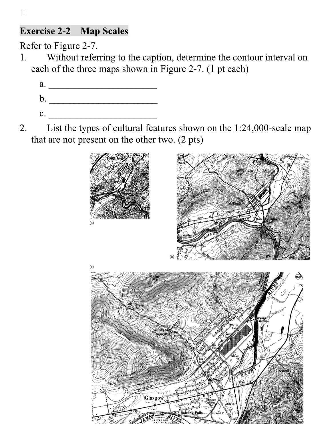 Solved Exercise 2-2 ﻿Map ScalesRefer to Figure 2-7.Without | Chegg.com