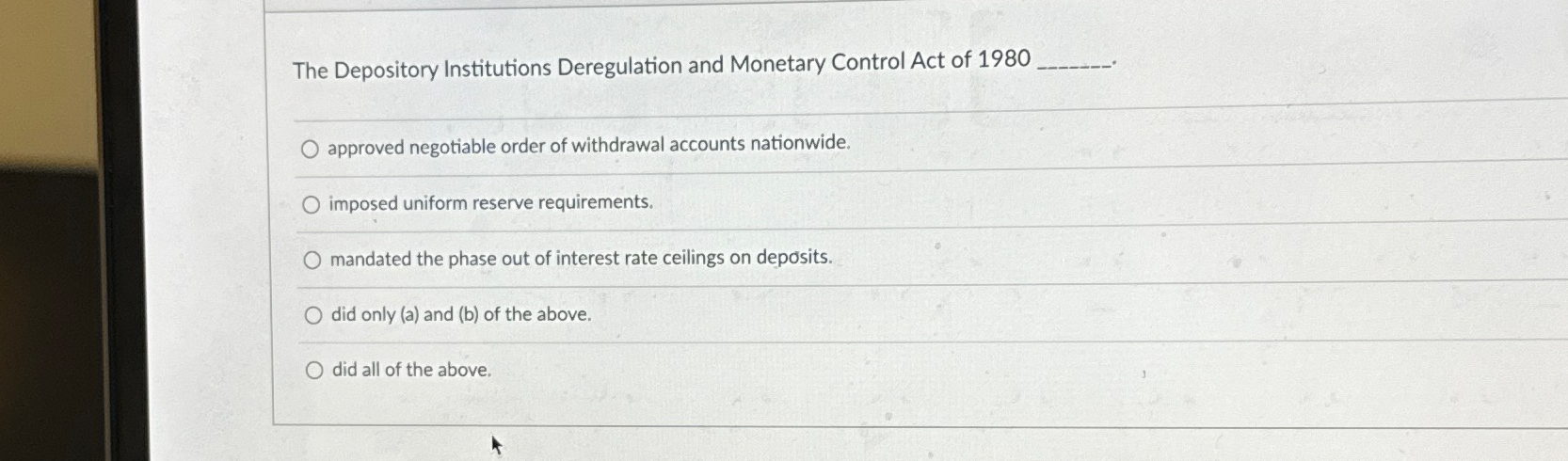 Solved The Depository Institutions Deregulation and Monetary | Chegg.com