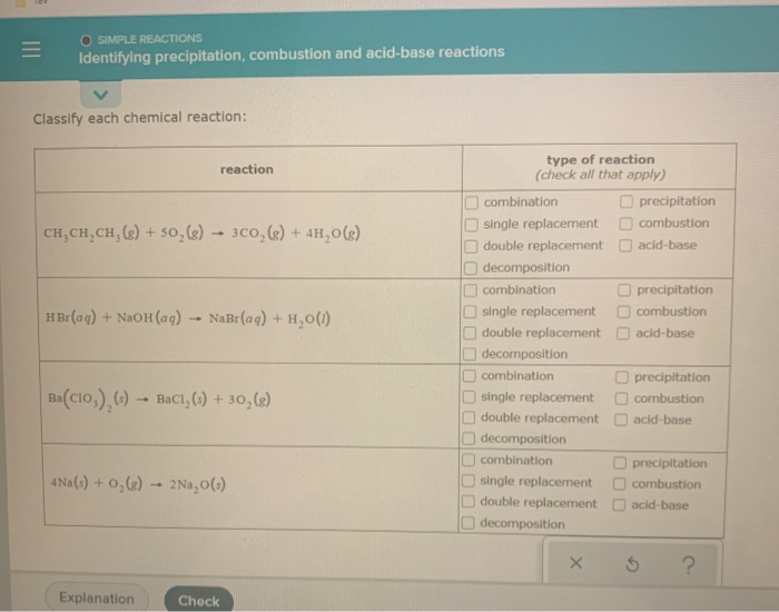 Solved Simple Reactions Identifying Precipitation