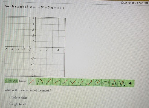 Solved Due Fri 06/12/2020 Sketch a graph of - 3 + 3, y=t+1. | Chegg.com