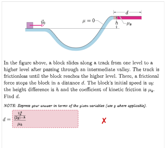 Solved In ﻿the figure above, a block slides along a track | Chegg.com