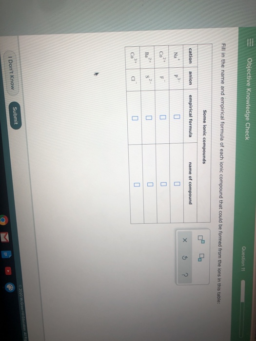 Solved III Objective Knowledge Check Question 11 Fill in the | Chegg.com