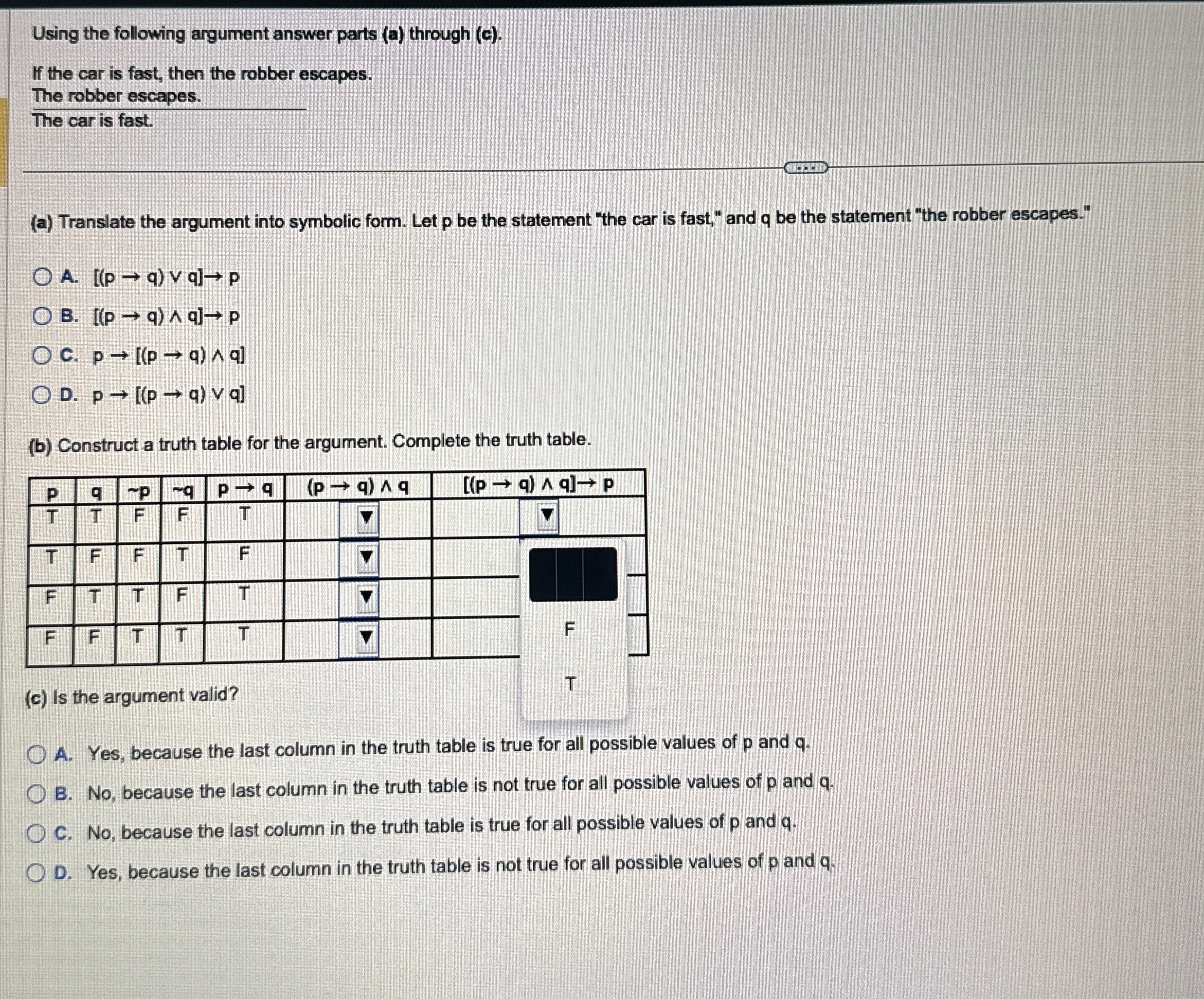 Using the following argument answer parts (a) | Chegg.com