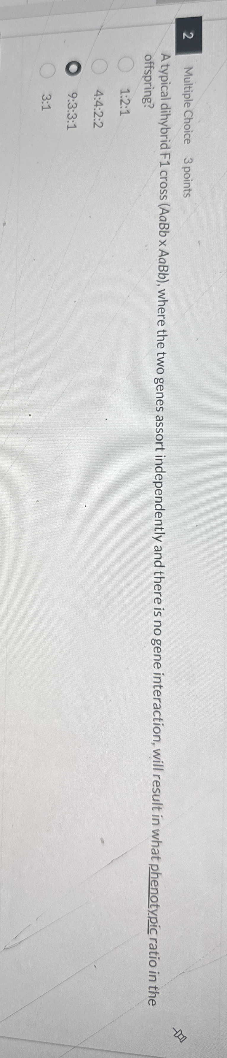Solved 2Multiple Choice3 ﻿pointsA typical dihybrid | Chegg.com