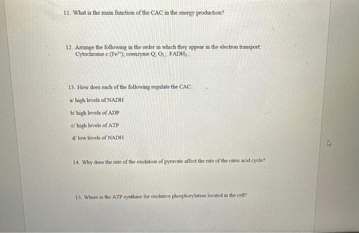 Solved 11. What is the main function of the CAC in the | Chegg.com