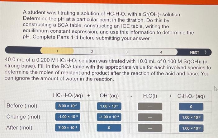 A student was titrating a solution of HC4H7O2 with a | Chegg.com