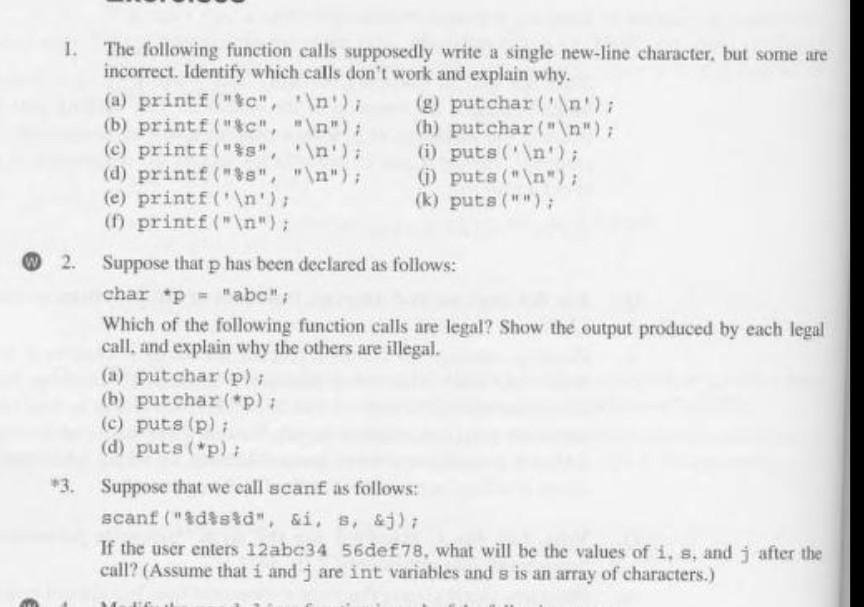 Solved 1. The following function calls supposedly write a | Chegg.com