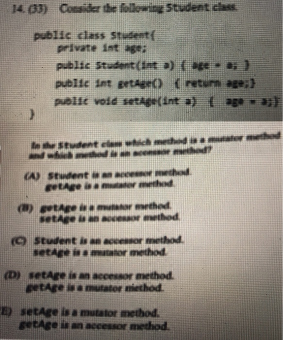 Solved 14. (3) Consider the following student class public | Chegg.com