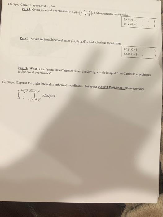 Solved 16. Convert the ordered triplets. Part 1: Given | Chegg.com