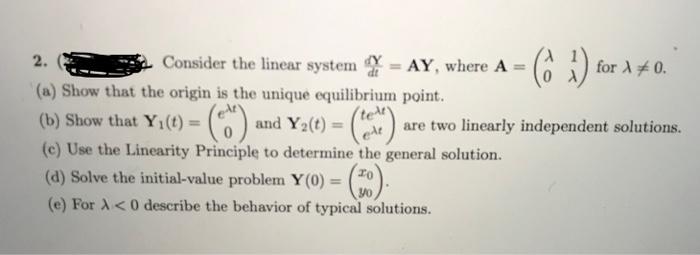 Solved 2. (a) Show that the origin is the unique equilibrium | Chegg.com